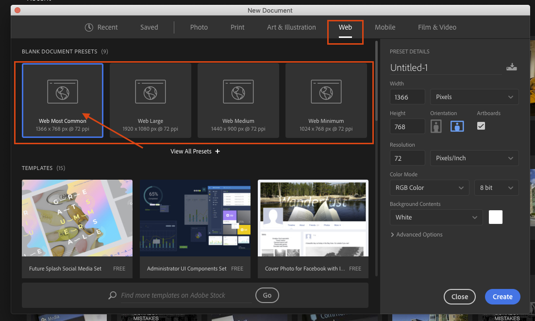 Adobe Photoshop Templates og Presets- hvordan komme igang