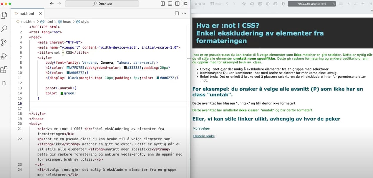 :not i CSS – ekskluder elementer fra formateringen